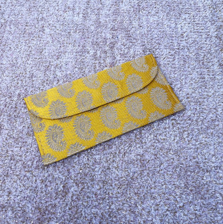 Yellow and Gold Ambi Pattern Shagun Envelope - VIYAAH
