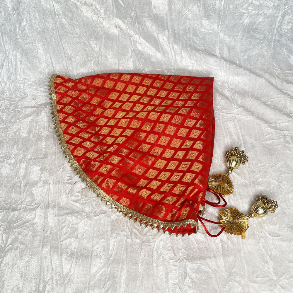 Maroon and Gold Embroidered Chowli / Thali Cover – VIYAAH